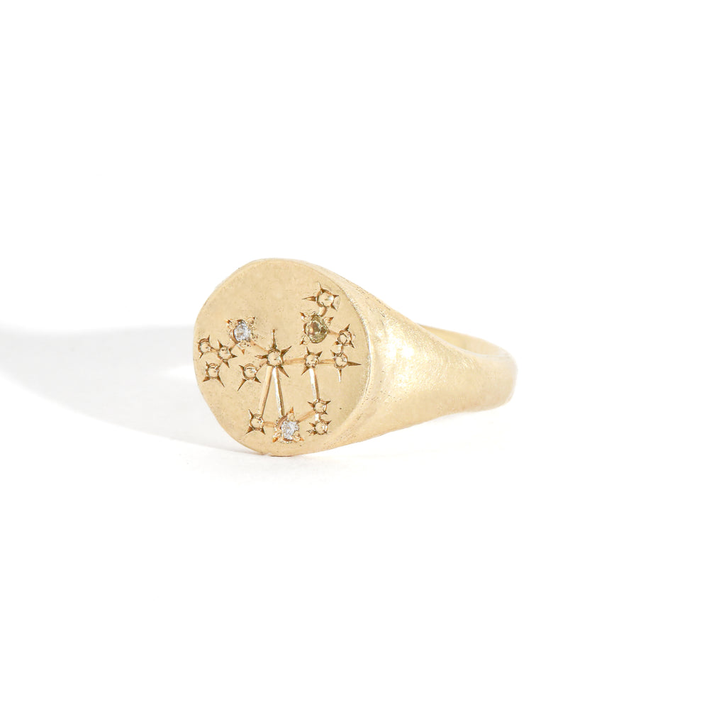 Sagittarius Signet Ring | Sagittarius Zodiac Ring | Gold Sagittarius Ring with Gemstones | Black ...
